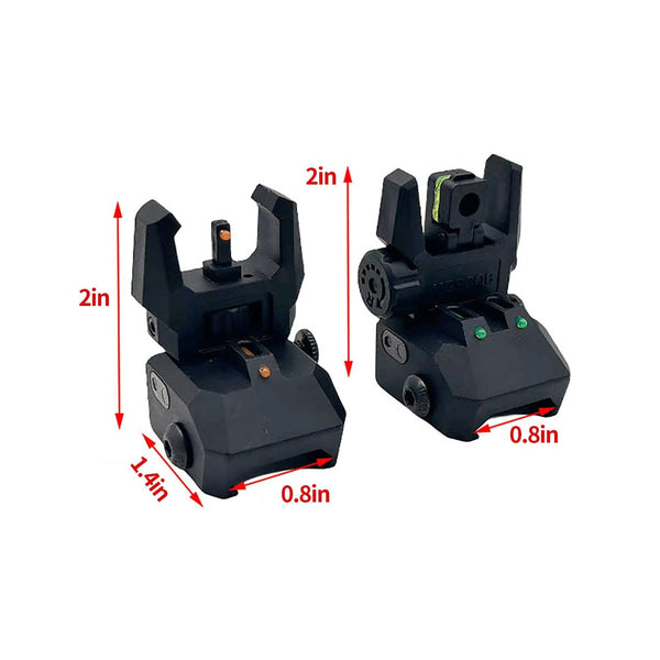 Foldable Iron Sights Flip-up Front and Rear Sight Fiber Optics Dual ...