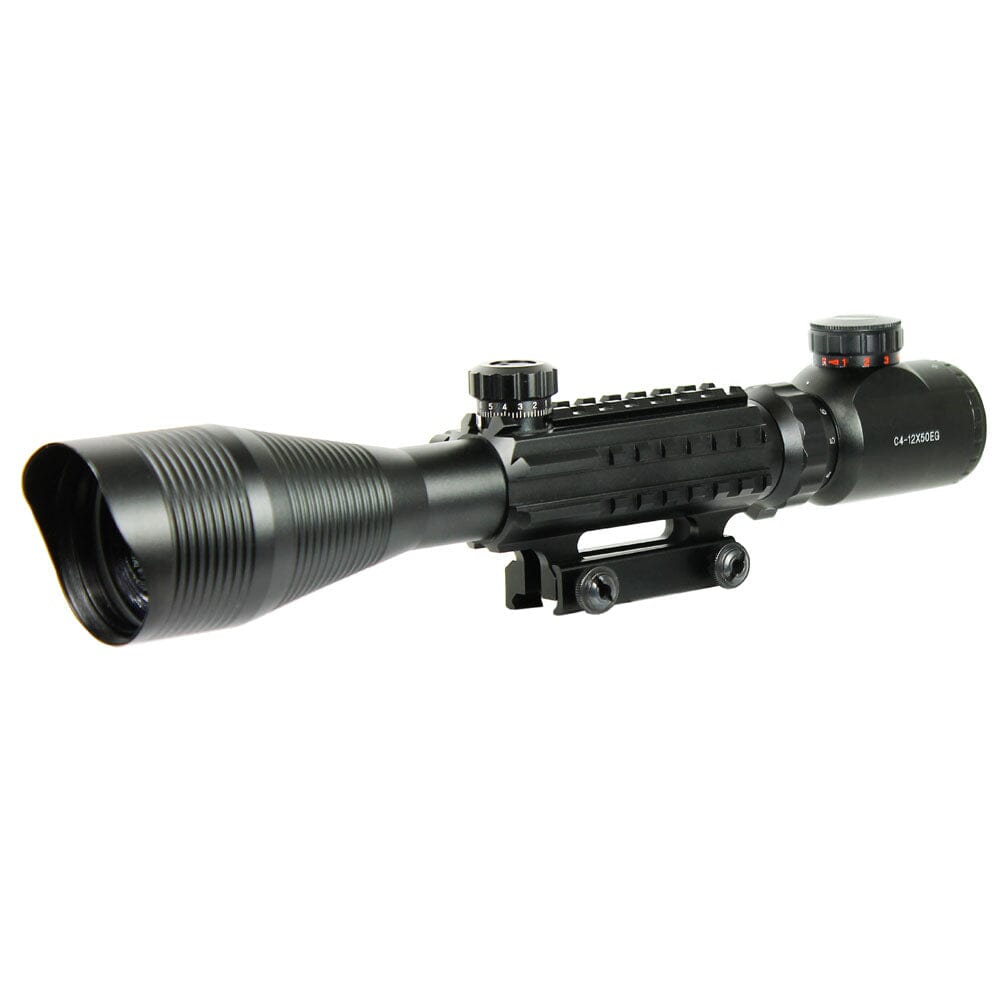 4-12X50 Tactical Rifle Scope Red Green Mil-dot illuminated with Side ...