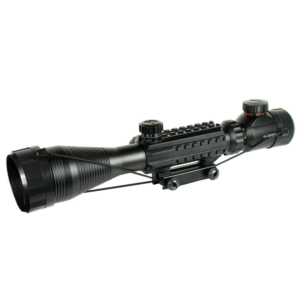 4-12X50 Tactical Rifle Scope Red Green Mil-dot illuminated with Side ...