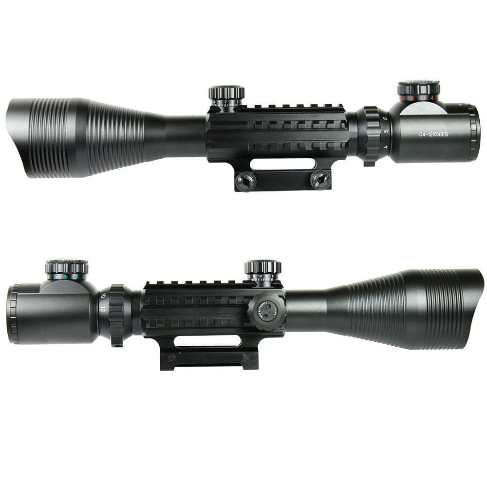 4-12X50 Tactical Rifle Scope Red Green Mil-dot illuminated with Side ...