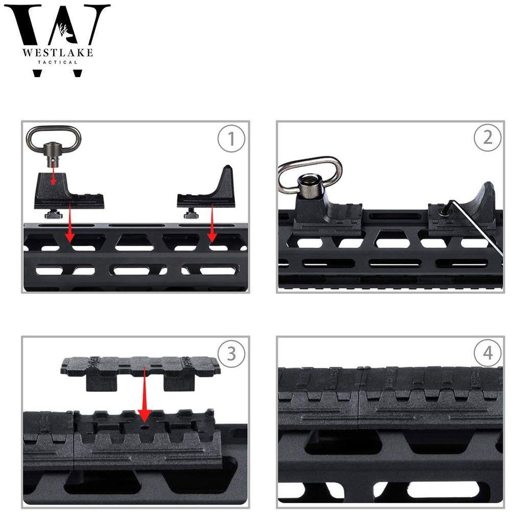 Snap-in M-LOK Rail Panels and M-LOK Hand Stop w/ QD Sling Swivel Adapt ...
