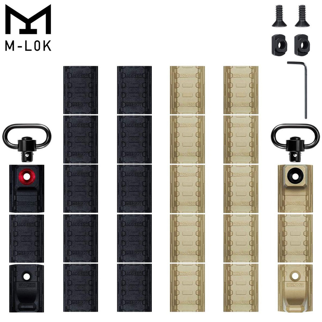 Snap-in M-LOK Rail Panels and M-LOK Hand Stop w/ QD Sling Swivel Adapt ...