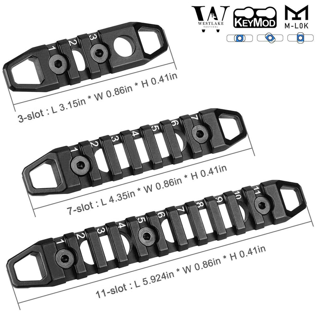 Hollow M-LOK / KeyMod Rail Section 3 7 11 Slot Picatinny Accessory Rai ...