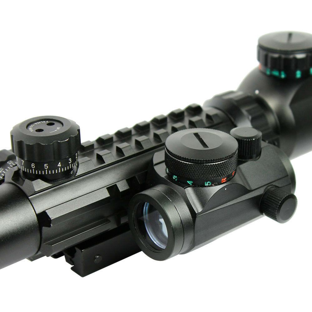 3-9X40 illuminated Tactical Rifle Scope with Red Laser & Holographic D ...