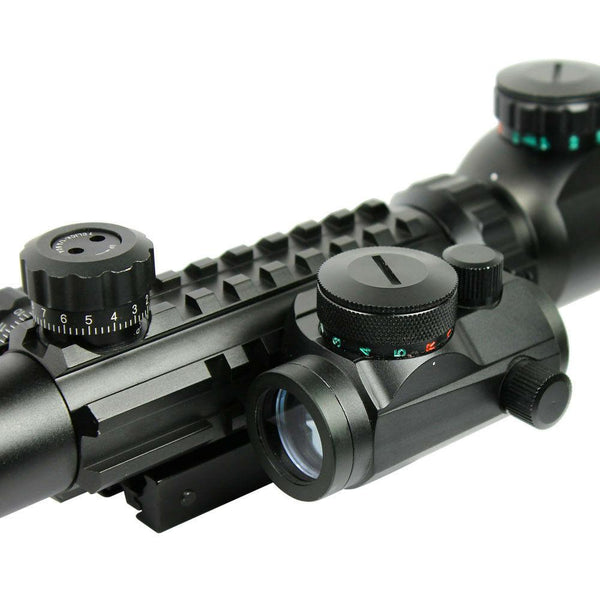 3-9X40 illuminated Tactical Rifle Scope with Red Laser & Holographic D ...