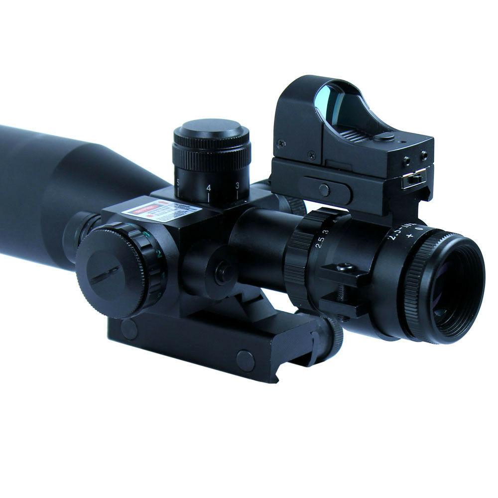 2.5-10X40 Tactical Rifle Scope with Red Laser & Mini Reflex 3 MOA Red ...