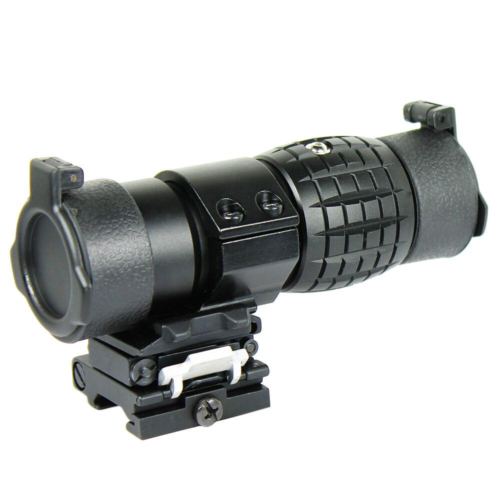 3X Magnifier Scope with FTS Flip to Side Mount Fits Holographic and Re ...