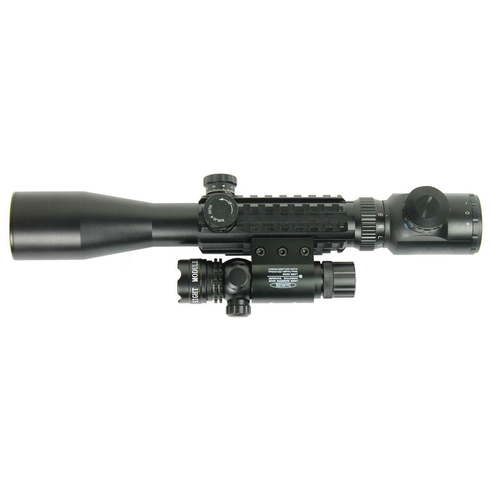 Tactical C3-9X40EG Optical Rifle Scope with Green Laser Sight Mounts ...