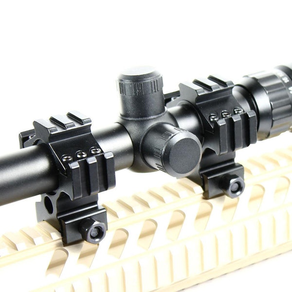 Set of 2 Laser - Light / Scope Ring Mount - Tri-rail & 30mm + 1" Reduc ...