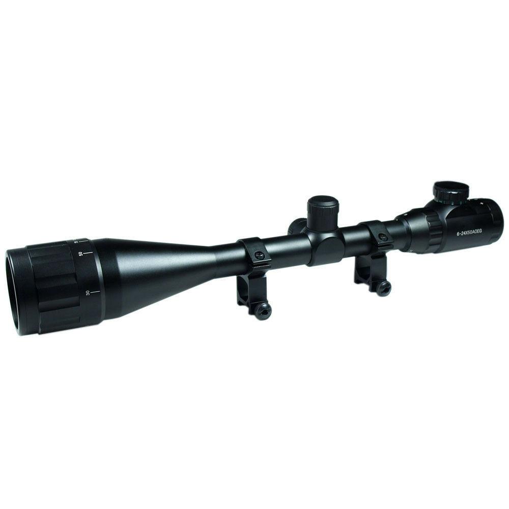 6-24x50 AOEG Hunting Rifle Scope Red Green Dual illuminated Optical Gu ...