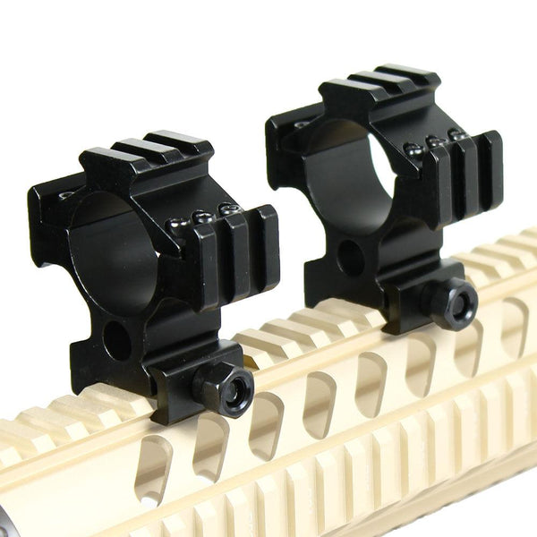 Set of 2 Laser - Light / Scope Ring Mount - Tri-rail & 30mm + 1" Reduc ...