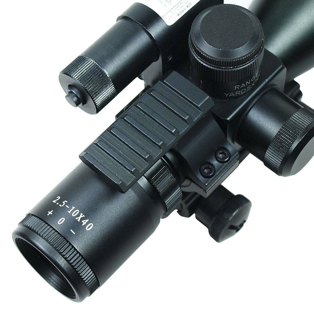 2.5-10X40 Tactical Rifle Scope with Green Laser-Mini Reflex 3 MOA Red ...