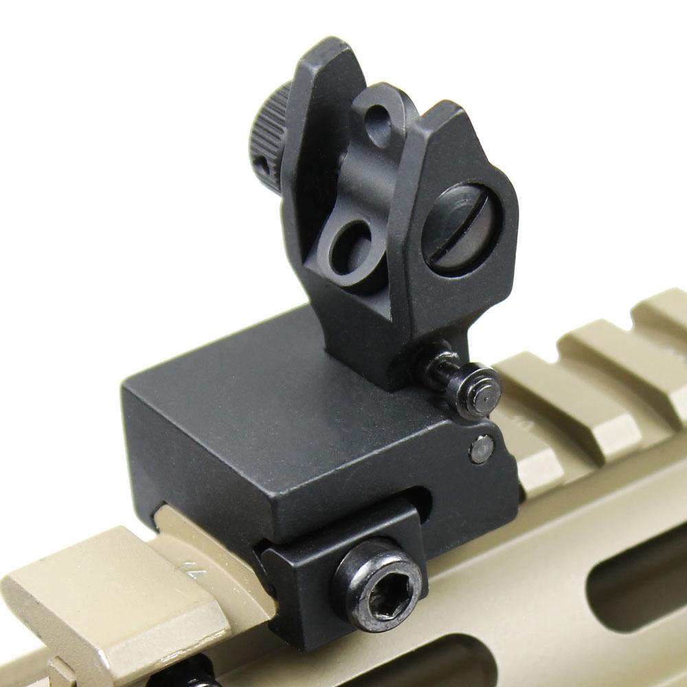 Premium Mil Spec Flip up Front Rear Iron Sight Set Fits Picatinny Rail ...