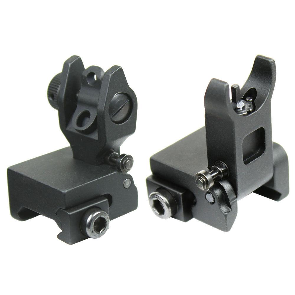 Premium Mil Spec Flip up Front Rear Iron Sight Set Fits Picatinny Rail ...