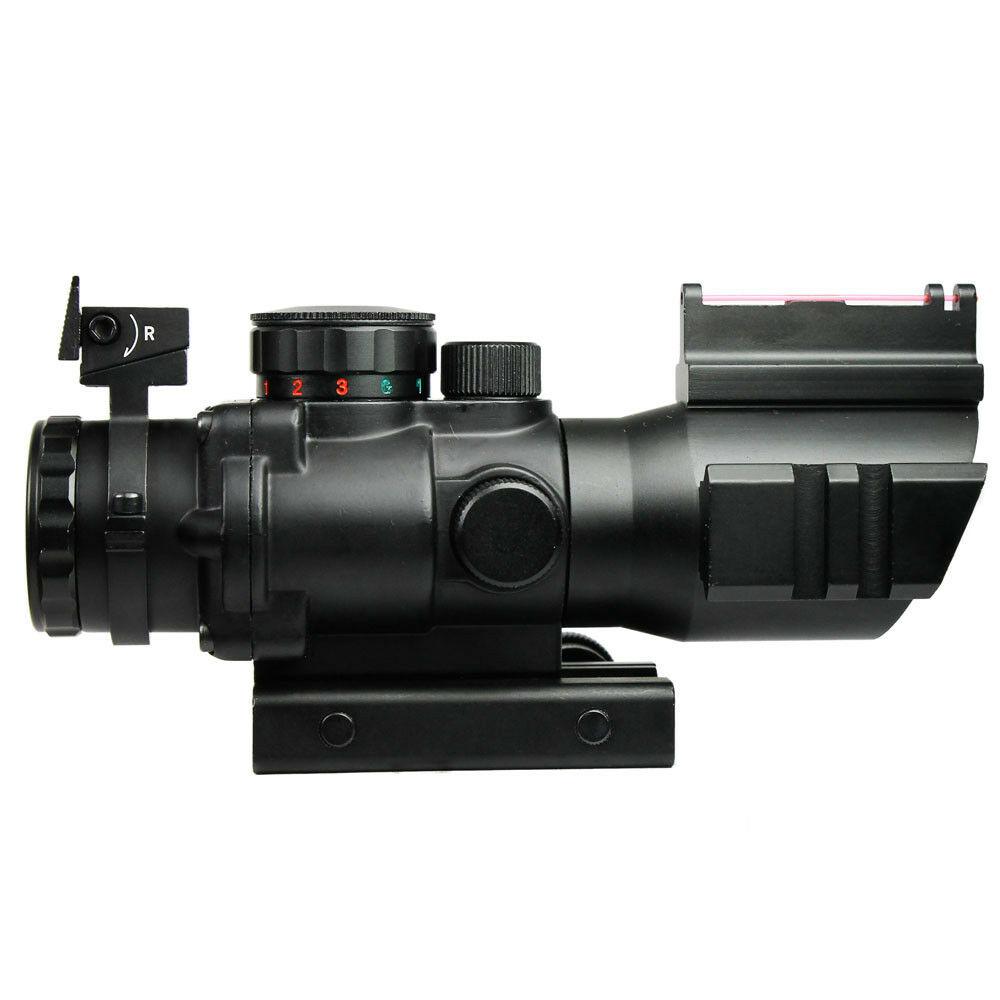 4X32 Tactical Rifle Scope - Tri-Illuminated Chevron Recticle Fiber Opt ...