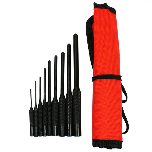 9 PC Forged Steel Roll Pin Pilot Punch Set Tools with Case Rifle Gunsm ...