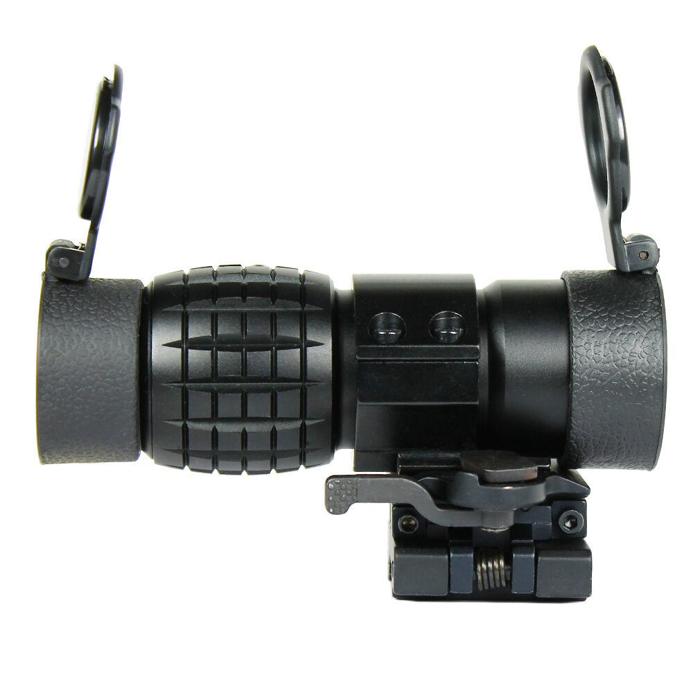 3X Magnifier Scope with FTS Flip to Side Mount Fits Holographic and Re ...