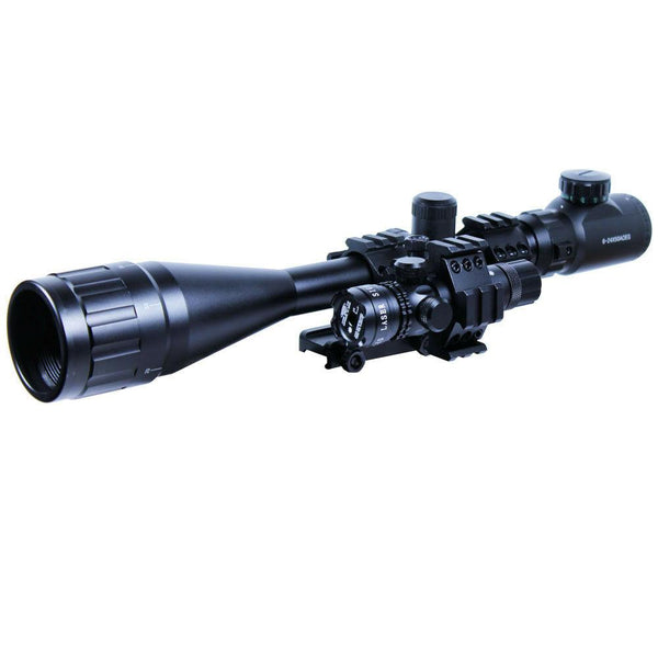 6-24x50 Hunting Rifle Scope Mil-dot illuminated Snipe Scope & GREEN La ...