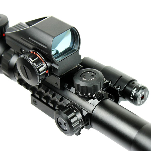 3-9X40 Tactical Rifle Scope + Red Green 4 Reticle Holographic Sight ...