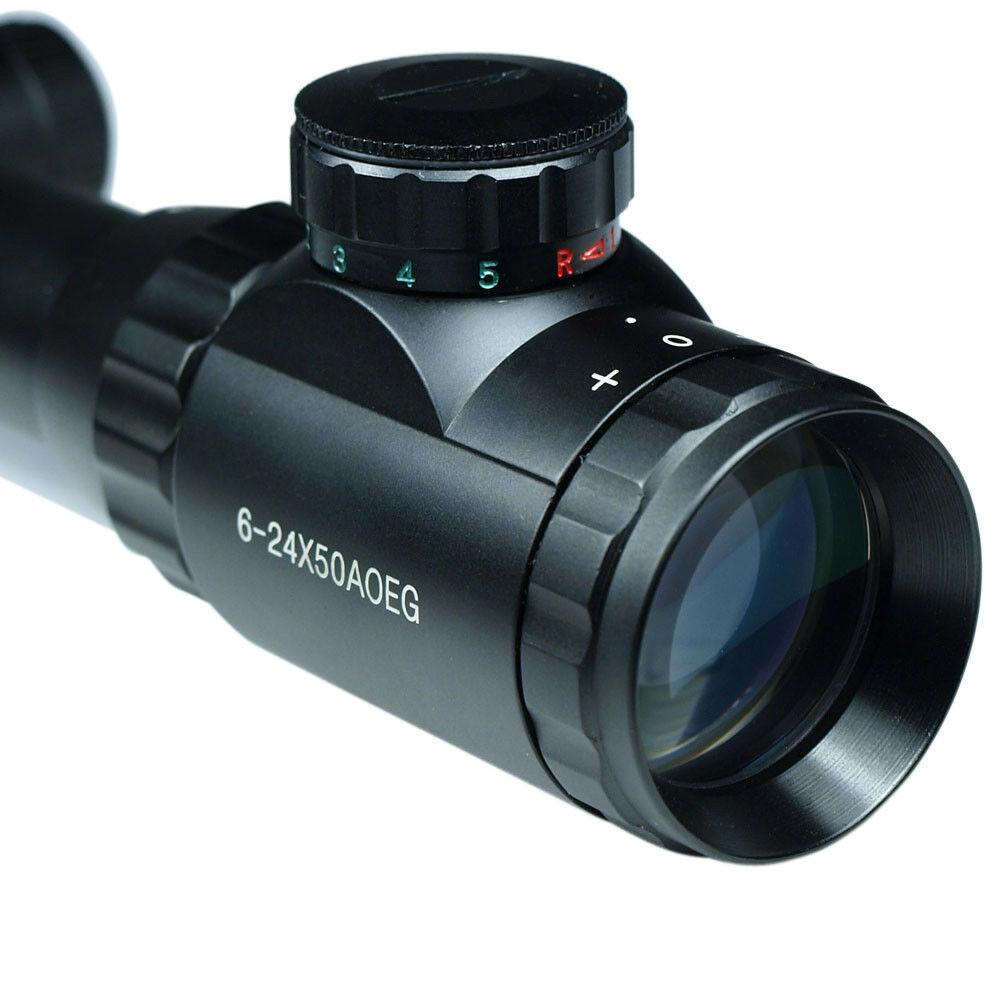 6-24x50 AOEG Hunting Rifle Scope Red Green Mil-dot illuminated Optical ...