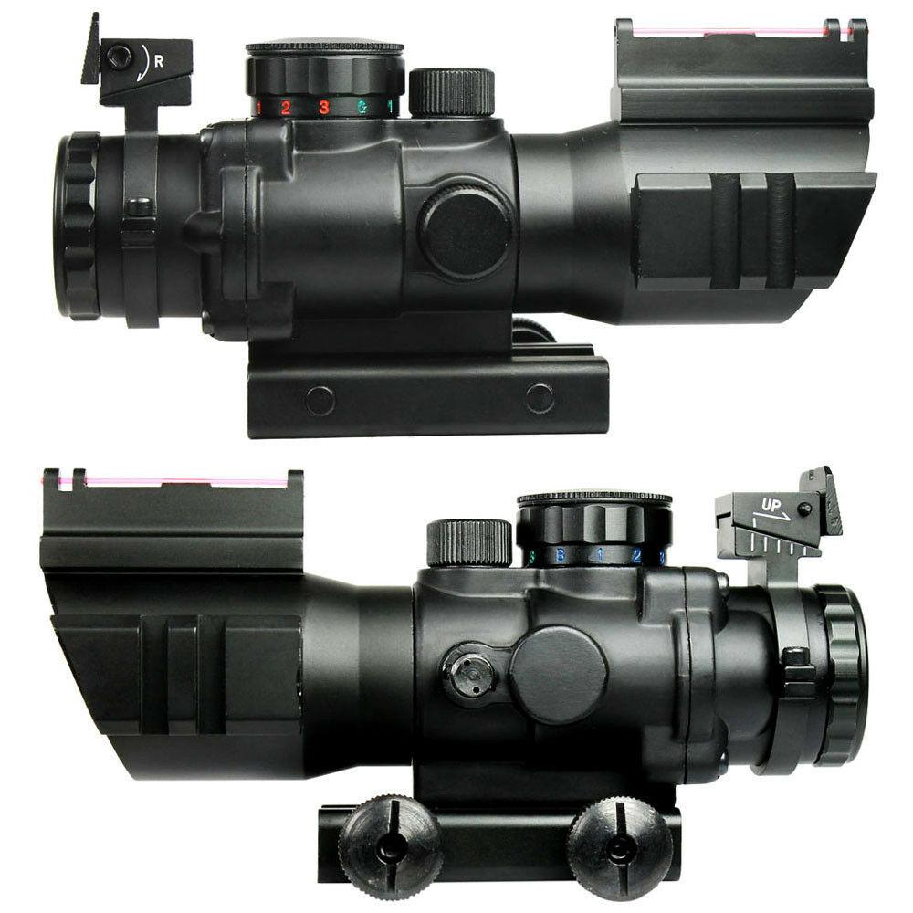 4X32 Prismatic Rifle Scope with Fiber Optic Sight Tri-illuminated BDC ...