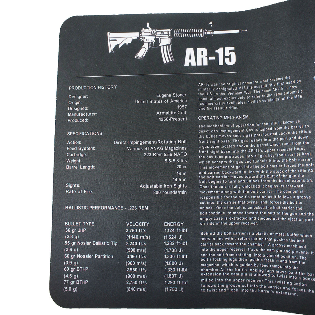 AR-15 M16 M4 Gun Cleaning Bench Mat with AR15 Parts List Black | West ...