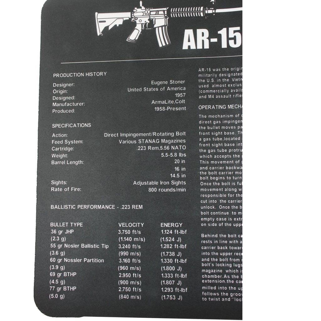 AR-15 M16 M4 Gun Cleaning Bench Mat with AR15 Parts List Black | West ...