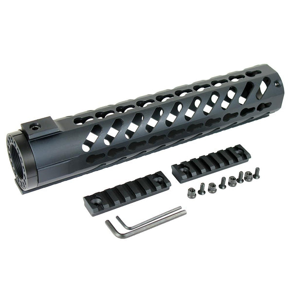 10" KEYMOD Free Float Quad Rail Slim Handguard with Front End Cap-Rail ...