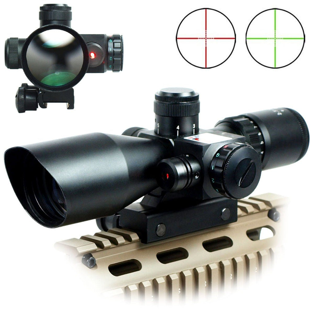 2.5-10x40 Rifle Scope Mil-dot Illuminated Red Laser 20/11mm Rail Mounts ...